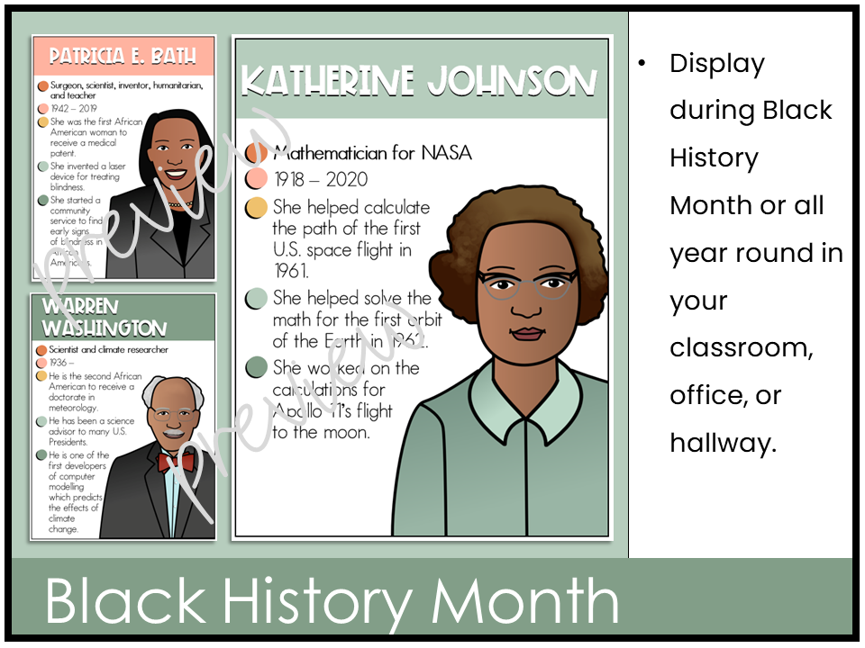 Black History Month Posters STEM Careers African Americans Scientists ...