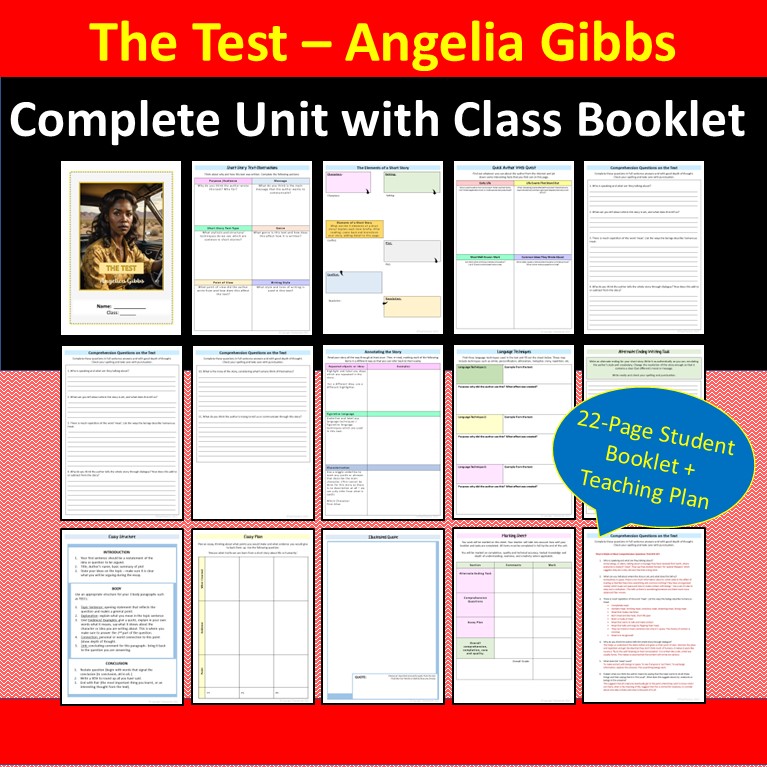 The Test Short Story Unit Angelica Gibb | Teaching Resources