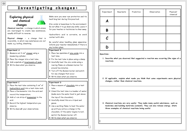 Year 7 Energy-L9 Chemical and physical changes (Lesson) | Teaching ...