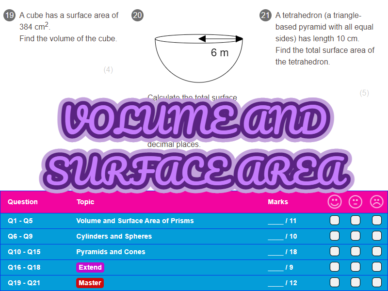 Volume And Surface Area Worksheet Answers Higher GCSE Teaching 