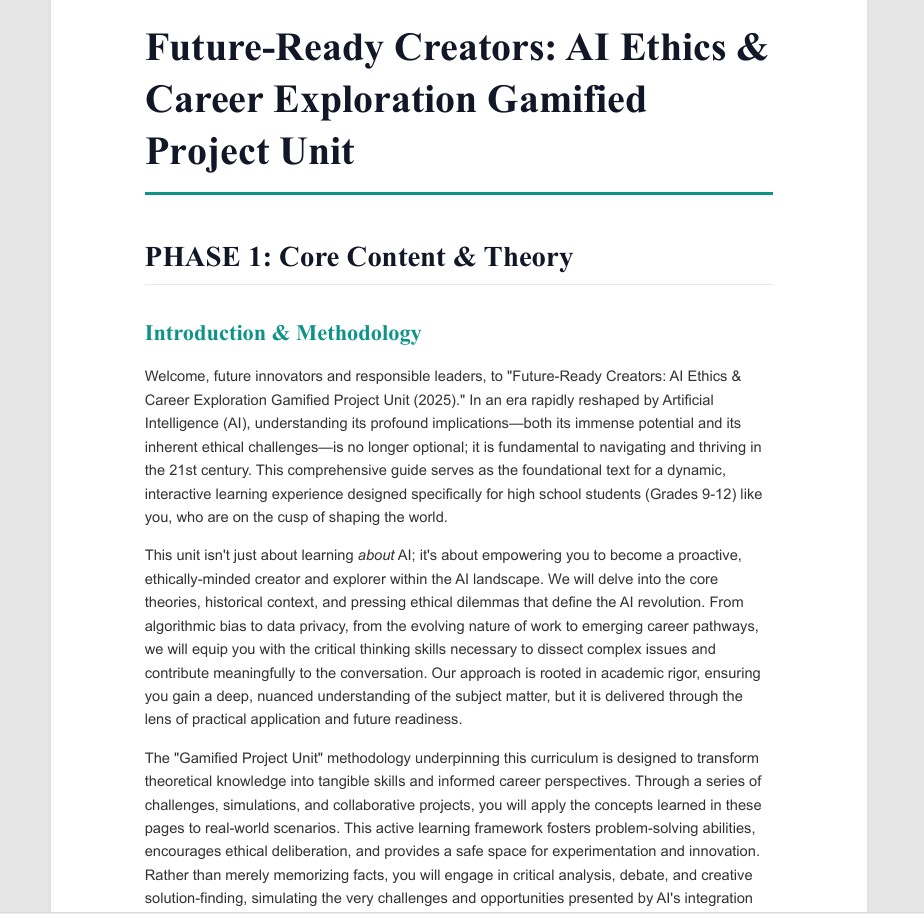 Future-Ready Creators: AI Ethics & Career Exploration Gamified Project ...