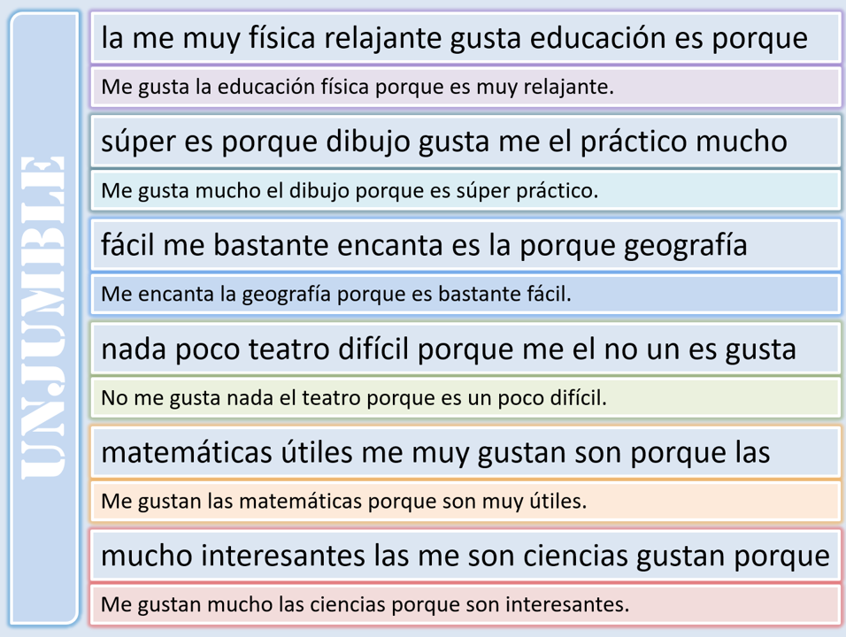 Claro 1 unit 6.2 – Que rollazo (subjects, opinions/reasons, teacher ...