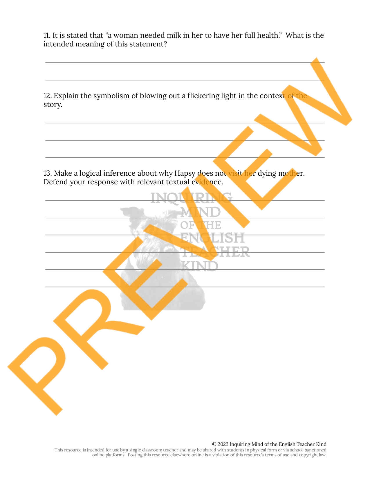 “The Jilting of Granny Weatherall” Close Reading Analysis Worksheet ...