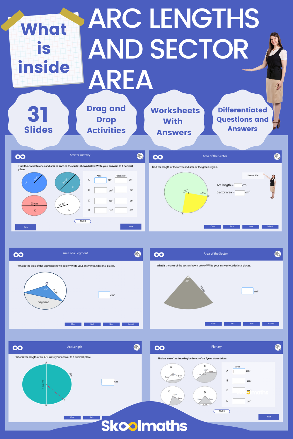 Arc Lengths And Sector Area Interactive Digital GCSE Maths Lesson ...