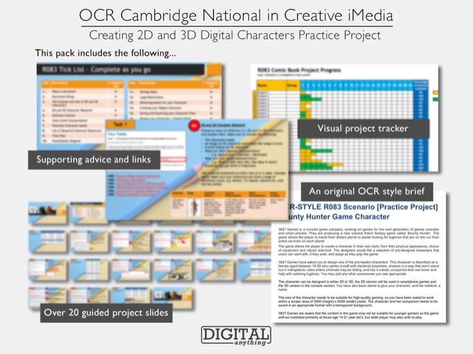 OCR Creative iMedia 2D and 3D Digital Characters Practice Project ...