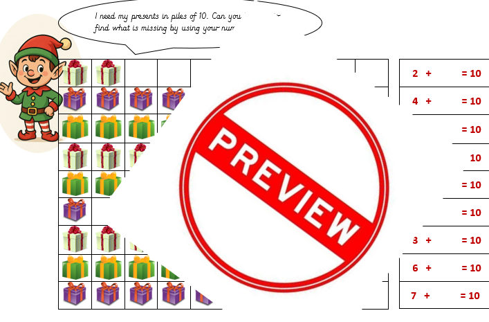 Christmas number bonds to 10 and 20 | Teaching Resources