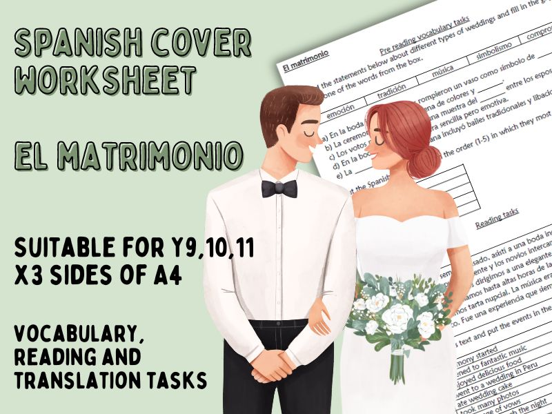 El matrimonio - cover worksheet | Teaching Resources