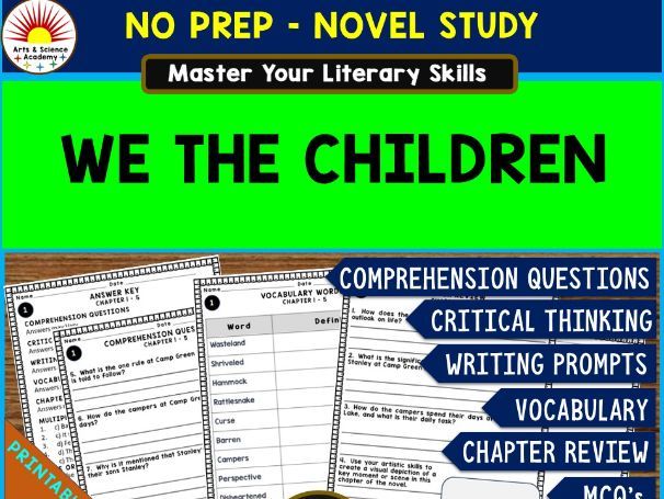 WE THE CHILDREN Novel Study Comprehension, Critical Thinking, Vocab ...