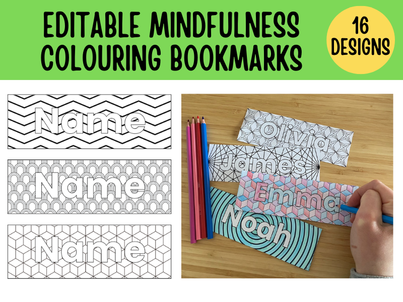 Editable Mindfulness Colouring Bookmarks Mental Health Awareness ...
