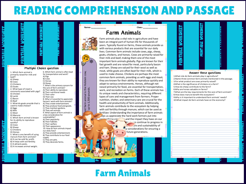 Engaging Farm Animals Learning Passage with Thought-Provoking Questions ...