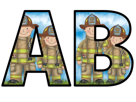 Firemen Firewoman Dramatic Role Play Center Area Lettering Set Display ...