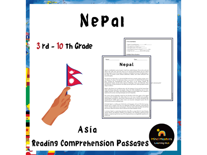 Nepal Reading Comprehension Passages & Questions Worksheets | Teaching ...