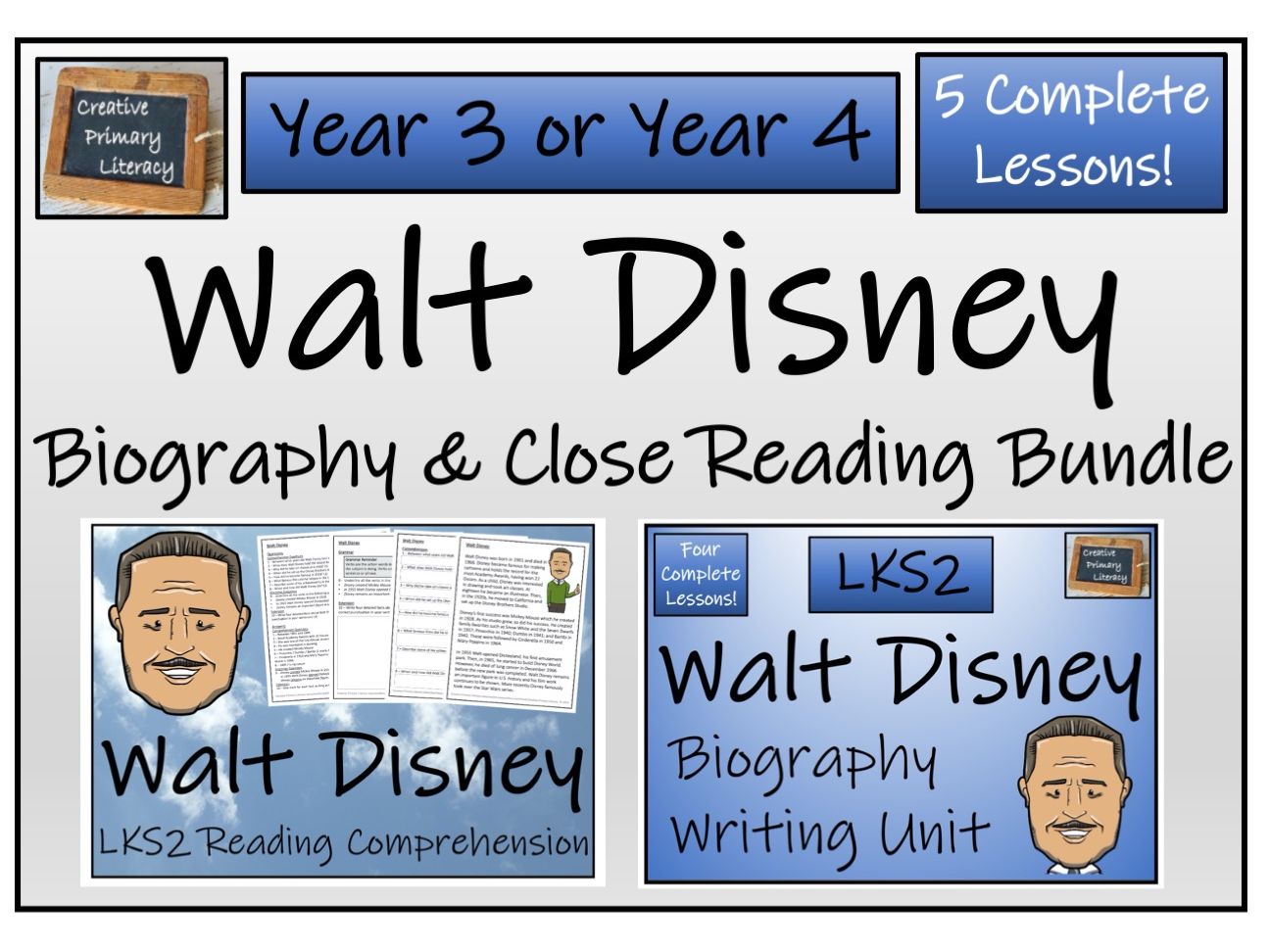 LKS2 Walt Disney Reading Comprehension & Biography Bundle | Teaching ...