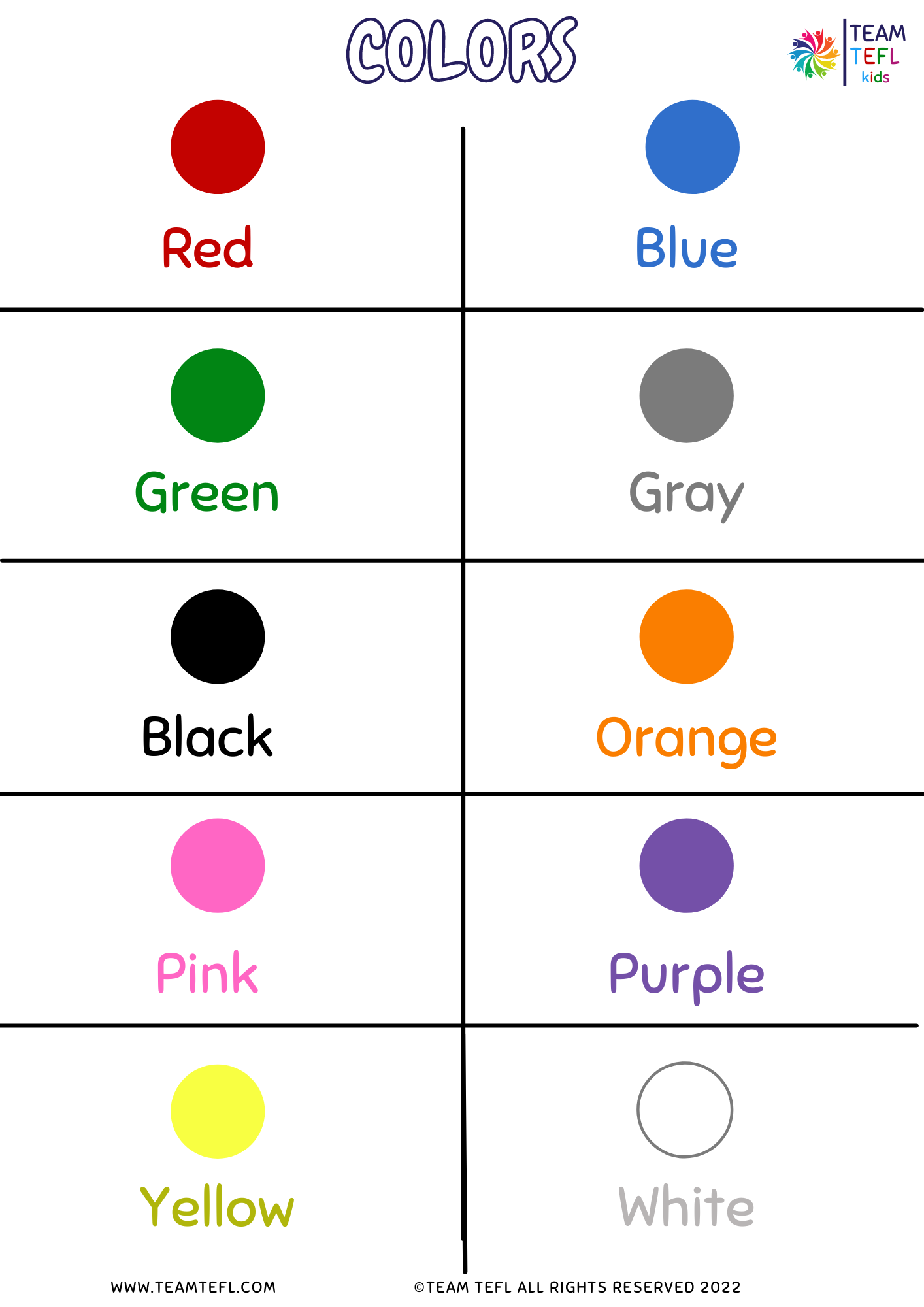 Colors ESL Lesson Plan For Kids And Early Learners Teaching Resources
