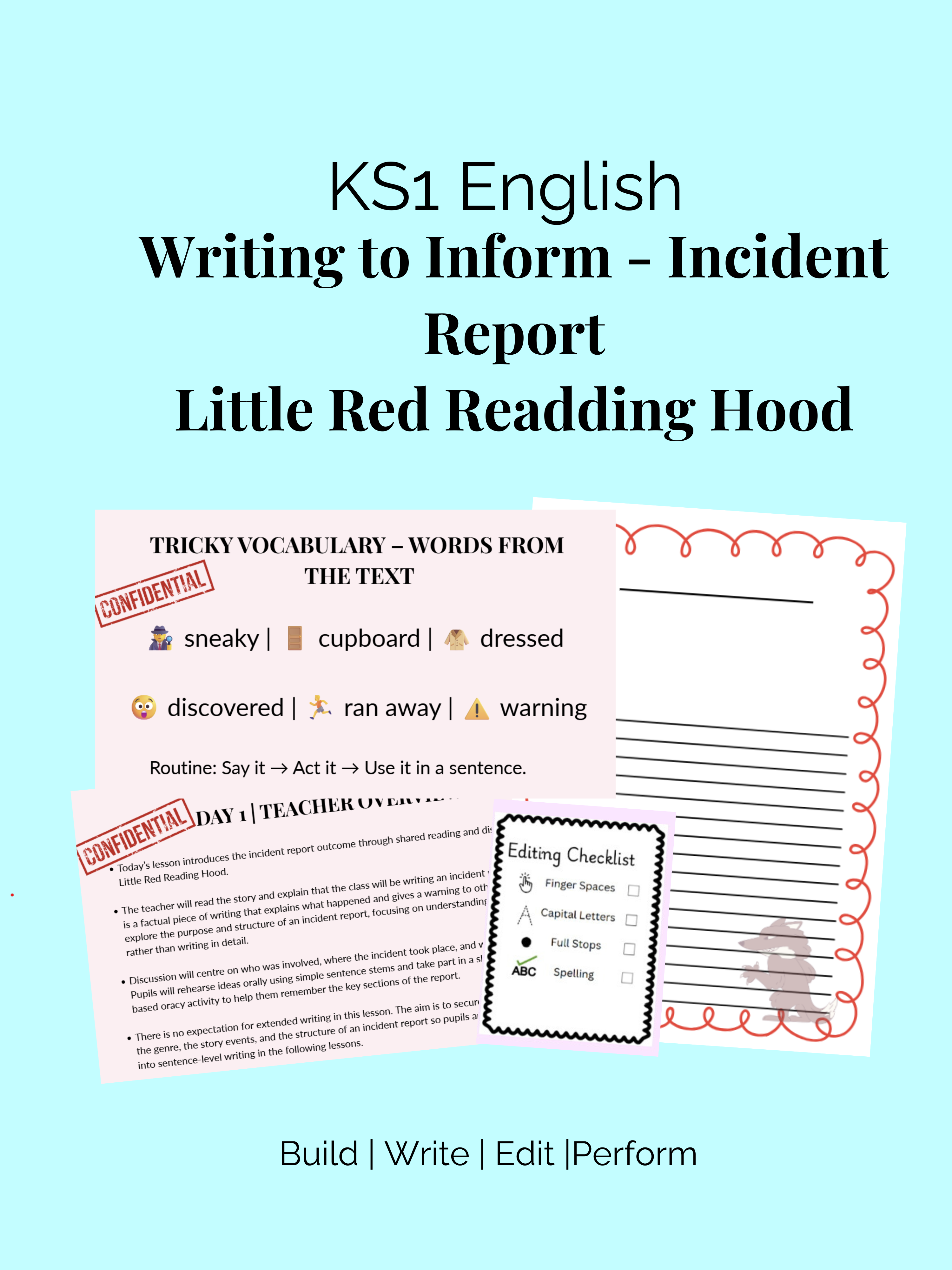 KS1 Incident Report Writing Unit – Little Red Reading Hood (Sentence ...