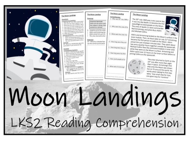LKS2 History - The Moon Landing Reading Comprehension & Informational ...