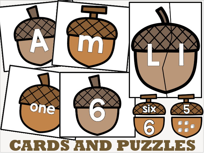 Acorn Alphabet and Number Cards and Puzzles | Teaching Resources