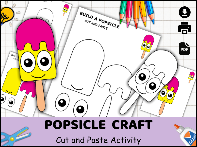 Popsicle Craft Printable | Summer Treat Cut and Paste Activity ...
