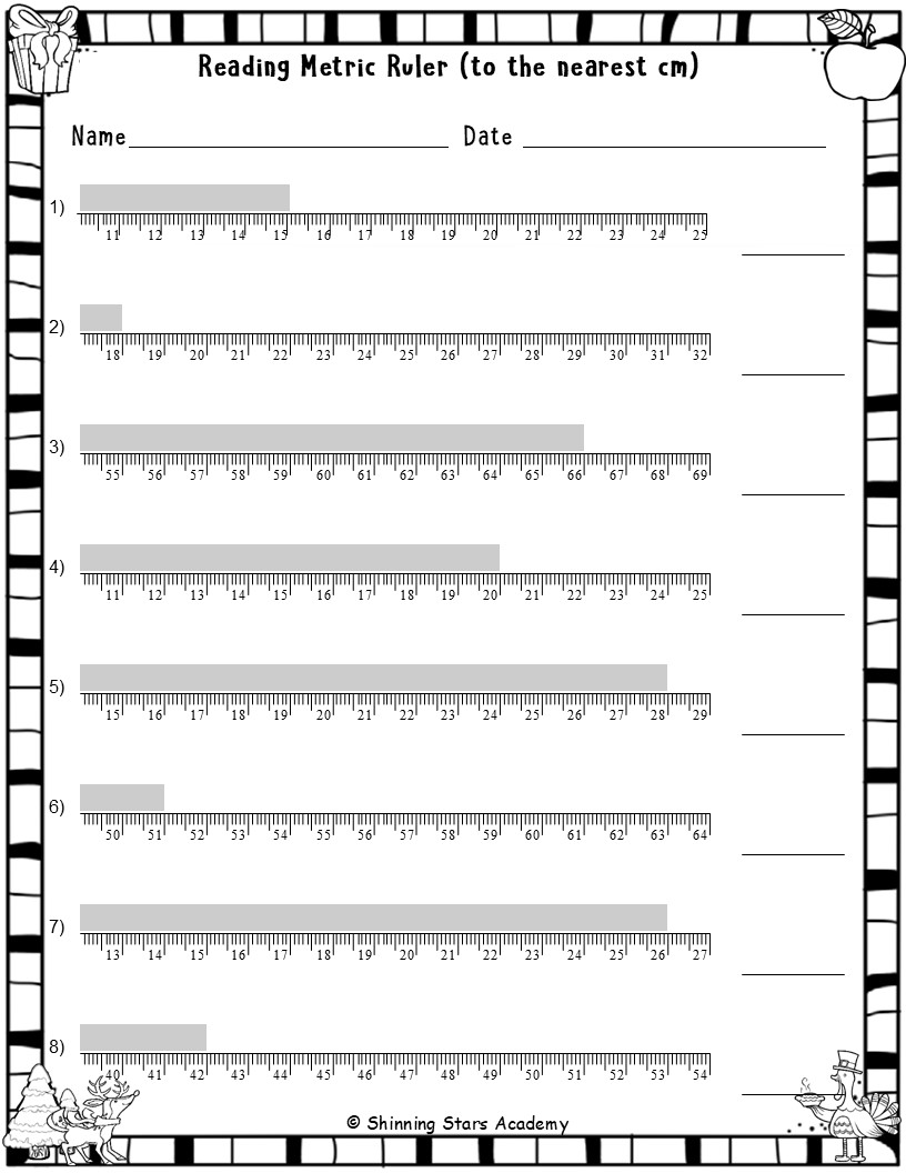 Reading a Metric Ruler (Centimeter) Worksheets | Measurement Practice ...