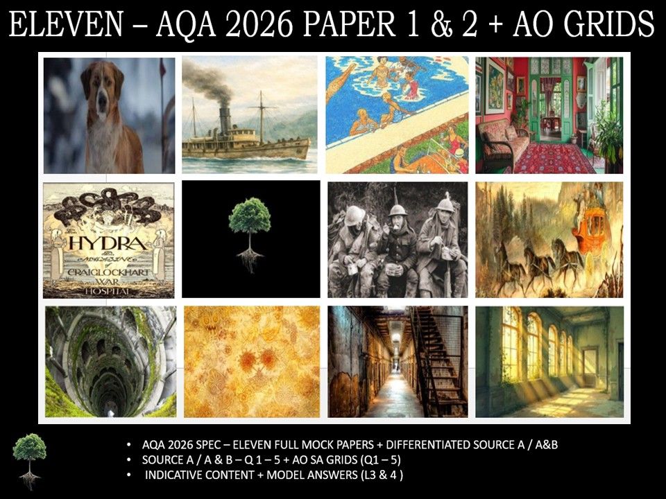 ELEVEN - AQA PAPER 1 | 2026 FULL MOCKS| AO GRIDS | Teaching Resources