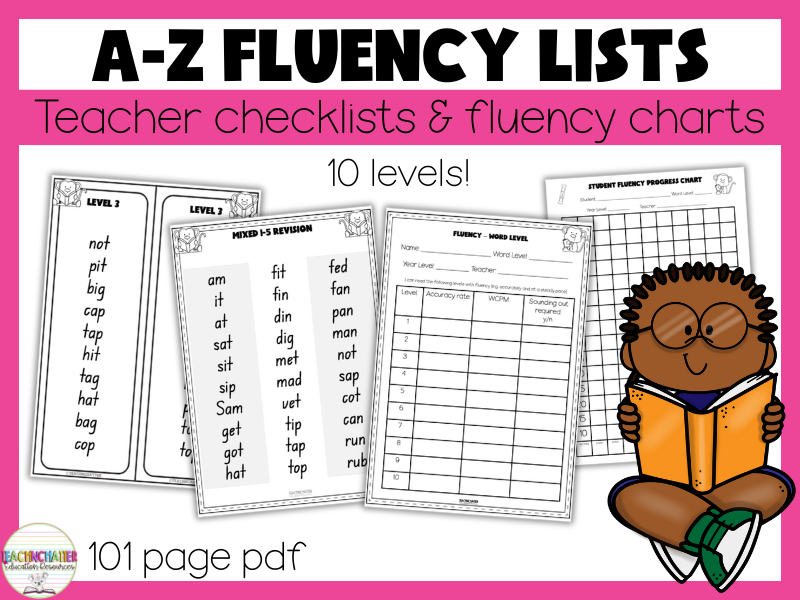 Fluency Strips A–Z Initial Code | Differentiated Phonics Word Reading ...