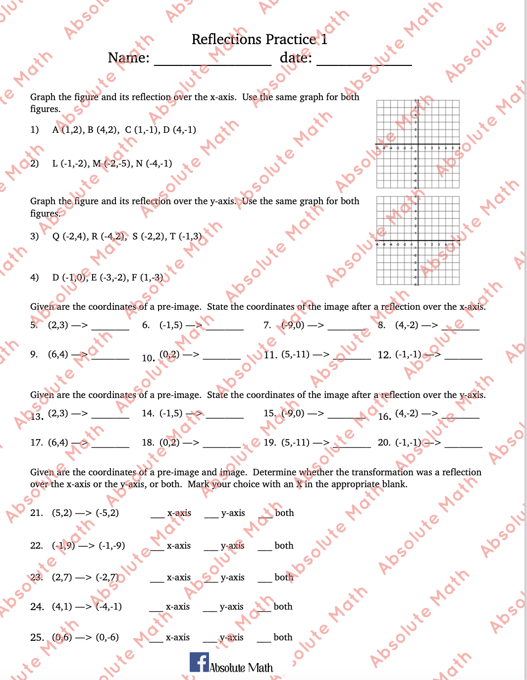 Reflections Practice 1 | Teaching Resources
