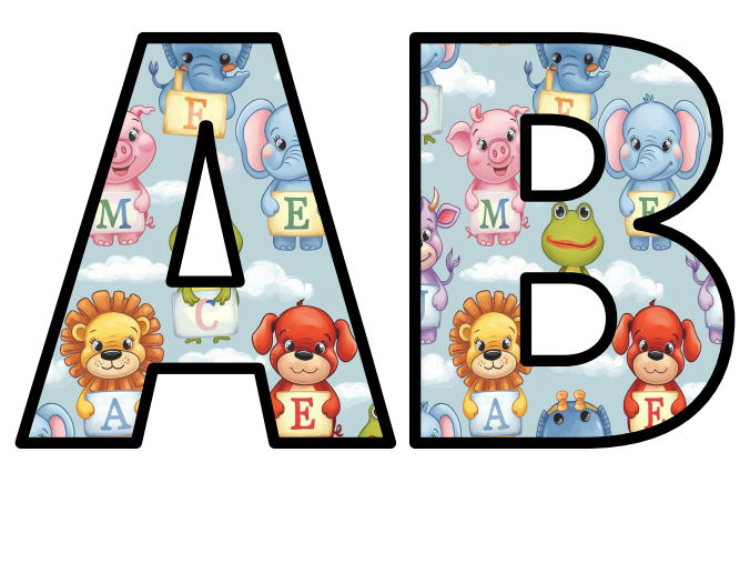 Cute Animal Alphabet Letters Lettering Set Display Title Letters ...