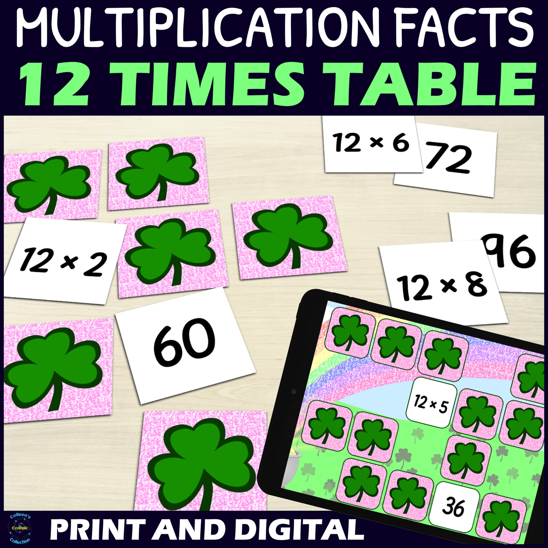 St Patricks Day Multiplication Facts for 12 Times Table Activity ...
