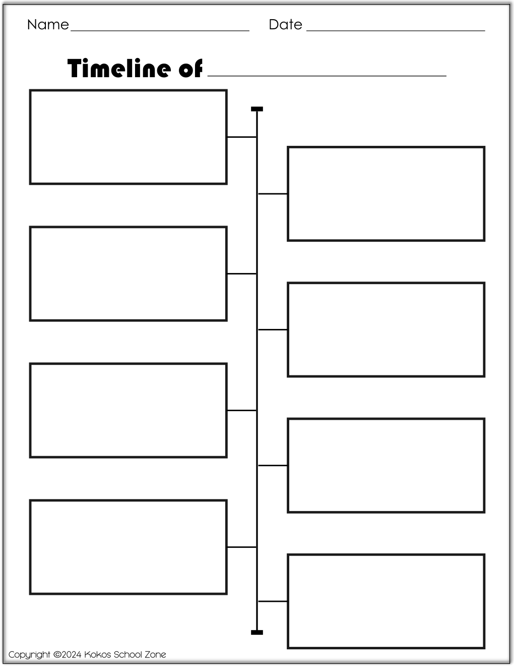 Blank Timeline Templates - Printable Graphic Organizers for Any Subject ...