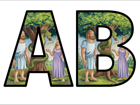 Bible Story Adam and Eve Creation Eden Garden Lettering Set Display ...