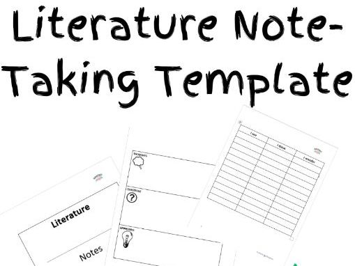 Literature Note-Taking Template | Teaching Resources