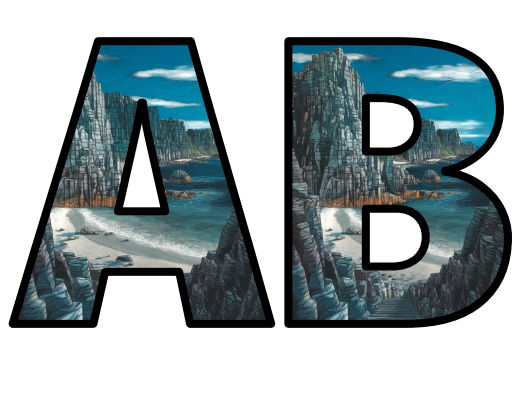 Coastal Geography Sea Cliffs Lettering Set Display Title Letters ...