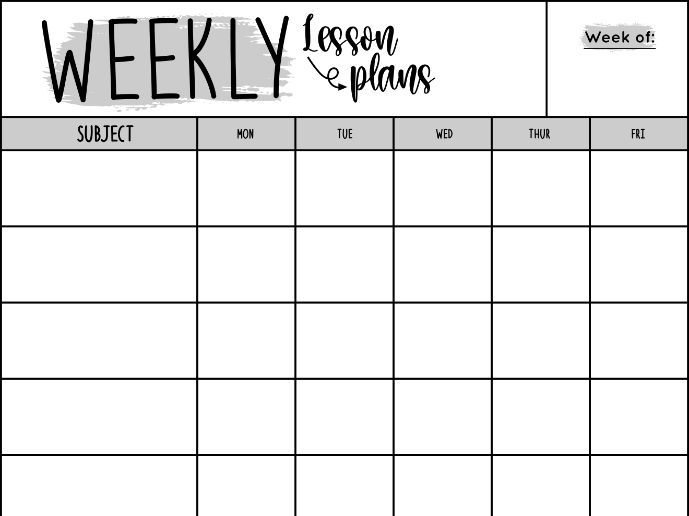 Blank Weekly Lesson Plan Templates - 4 Printable Teacher Planner ...