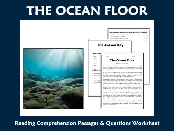 The Ocean Floor: Reading Comprehension Passages & Questions Worksheets ...