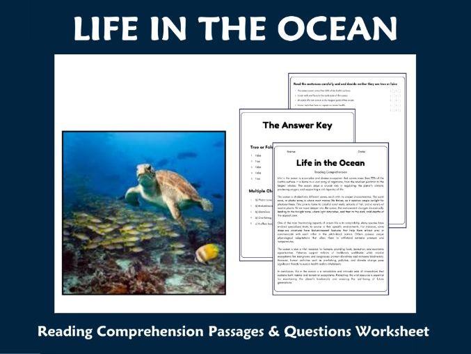 Life in the Ocean: Reading Comprehension Passages & Questions ...