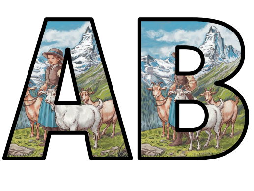 Heidi Swiss Alps with goat herd Lettering Set Display Title Letters ...