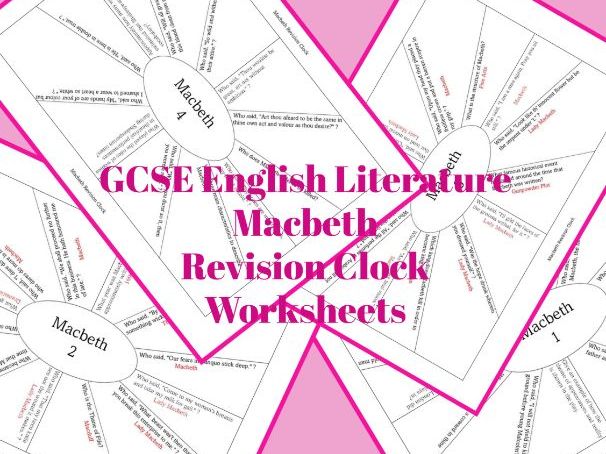 Shakespeare Macbeth Worksheets and Revision Clocks | Teaching Resources