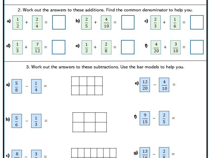 Add and Subtract Fractions Core | Teaching Resources