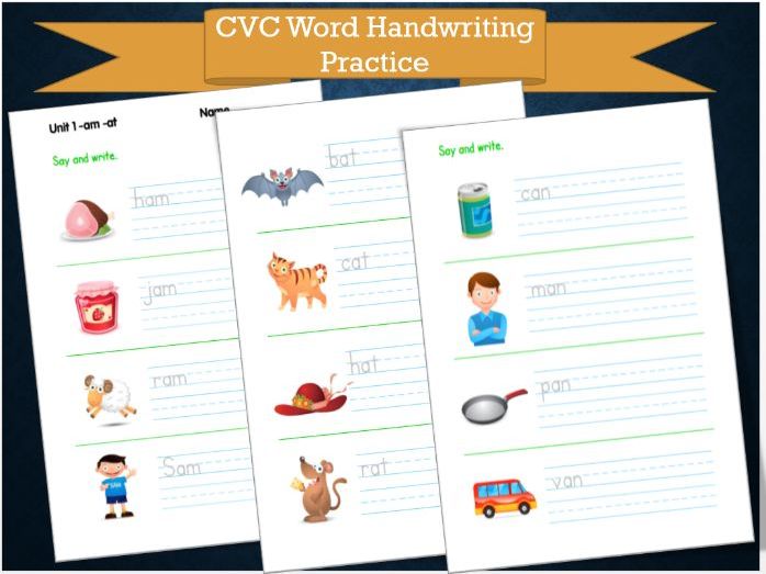 CVC Word Family 3 - Line Handwriting & Spelling Practice | Teaching ...