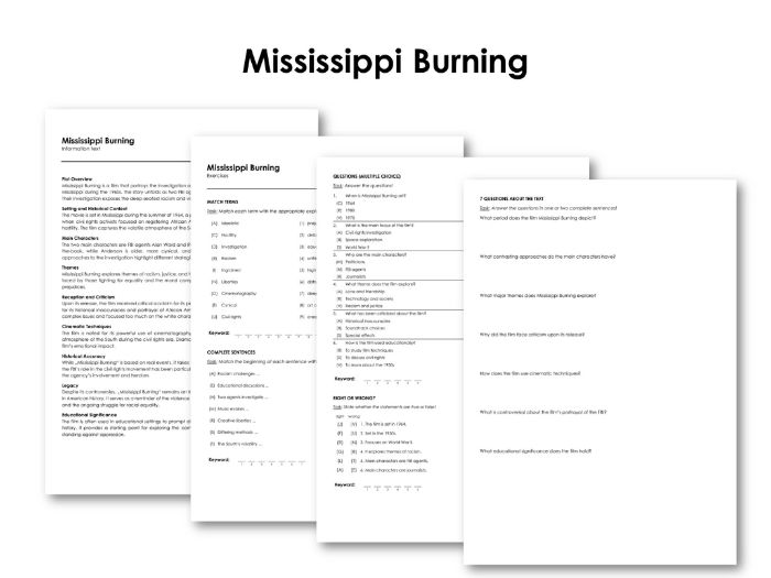 The Movie "Mississippi Burning" | Teaching Resources