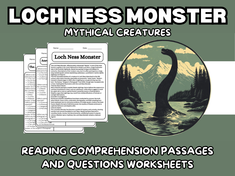 Loch Ness Monster - Mythical Creatures Reading Comprehension Passages ...