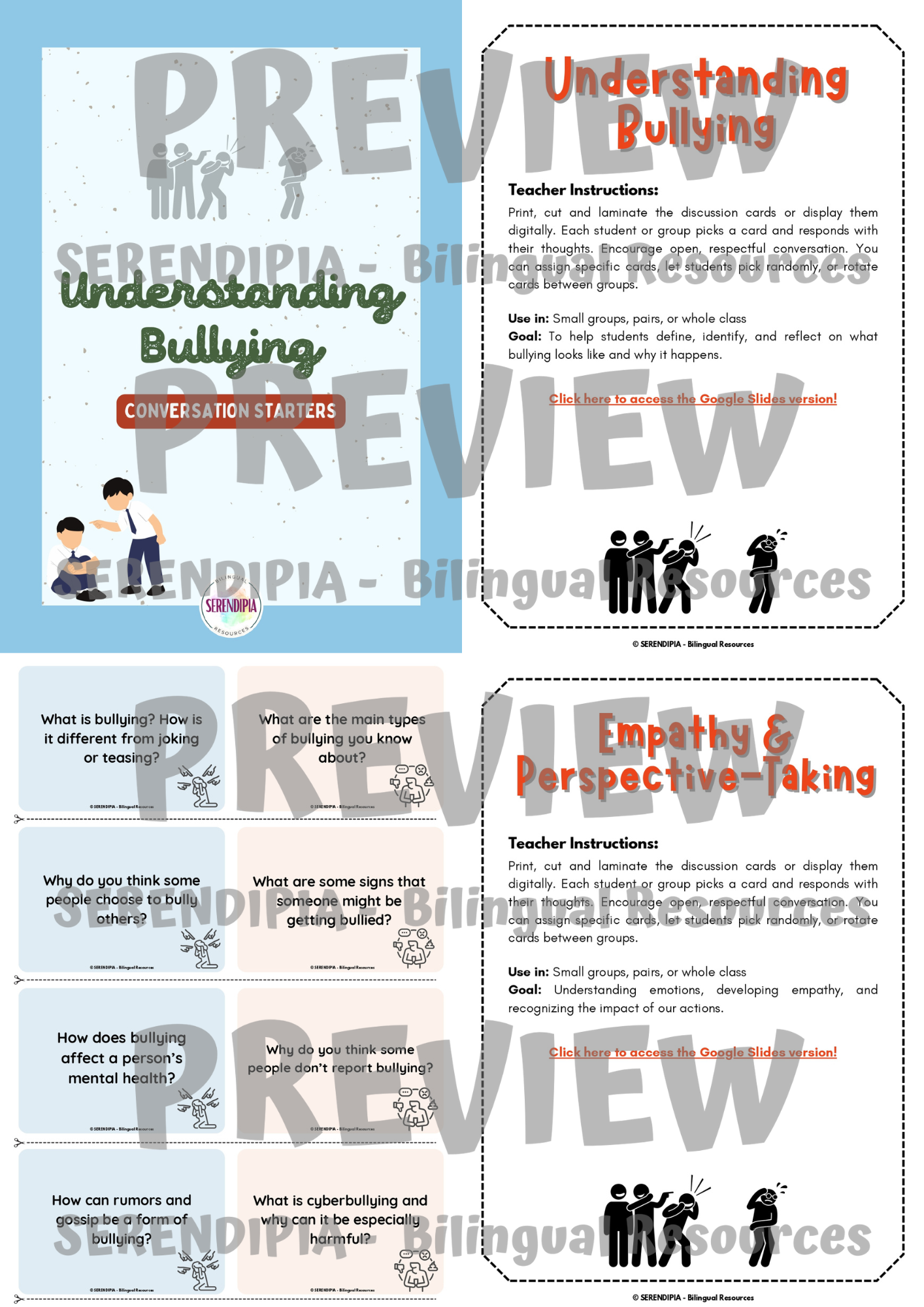 Bullying Prevention Conversation Starters Cards Debate | SEL Activities ...