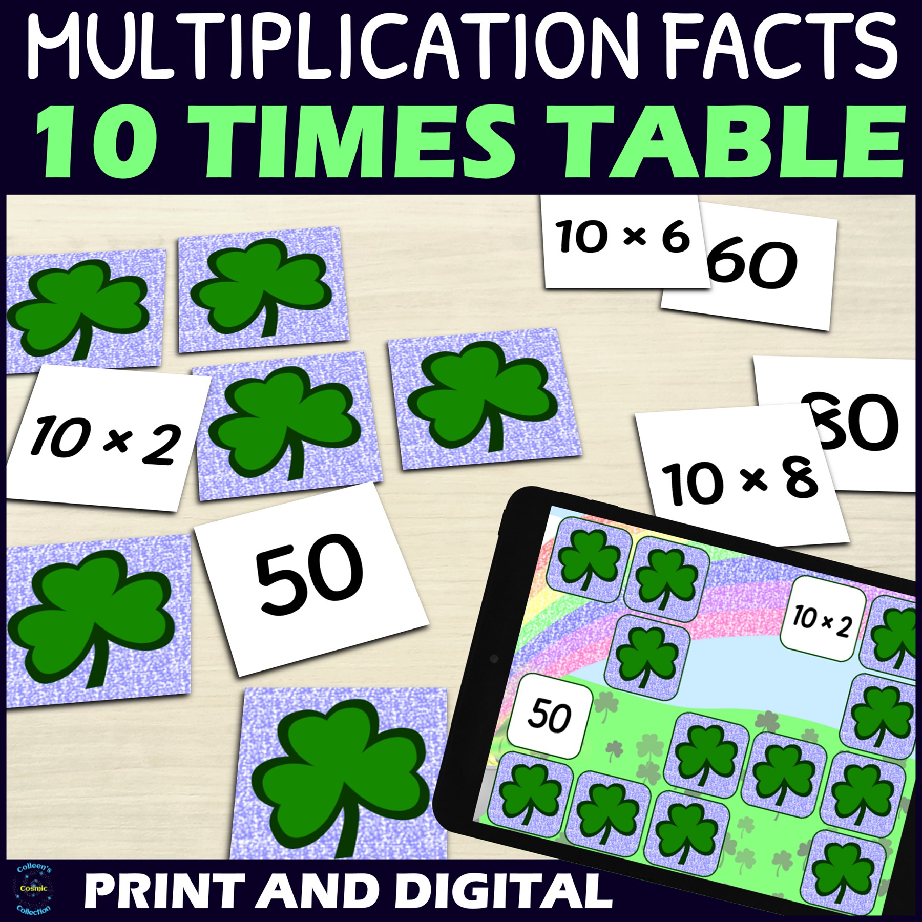St Patricks Day Multiplication Facts for 10 Times Table Activity ...
