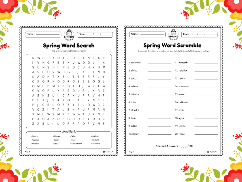 Worksheet Spring Word Search Lookbook Education