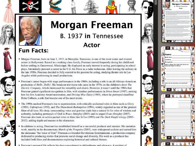 Morgan Freeman PACKET & ACTIVITIES, Important Historical Figures Series ...